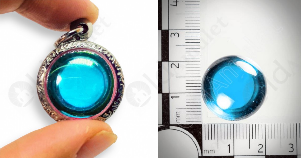 Blue Round Naga-eye Thai Holy Real Amulet Gemstone 100% Authentic Size-M