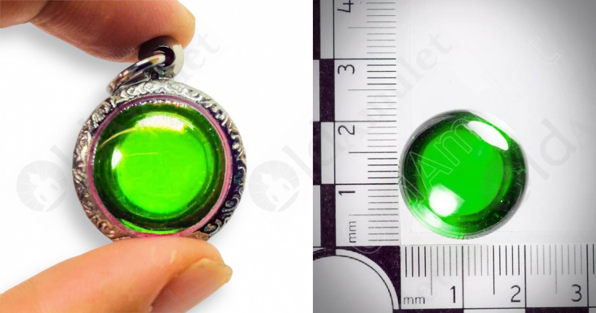 Green Round Naga-eye Thai Holy Real Amulet Gemstone 100% Authentic Size-M