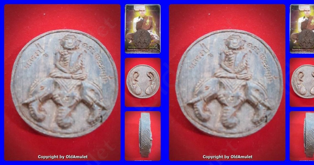 00830-X1 THAI AMULET KUBA THEPMUNI WOODEN HANDICRAFT 3ELEPHENT HEAD ...