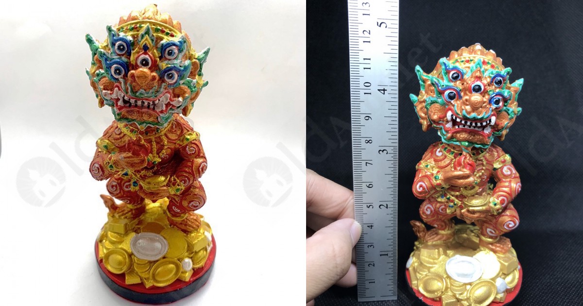 Sihuhata 4ears 5eyes 5inch Statue Thai Amulet Body-red Kruba Komfun Be.2562