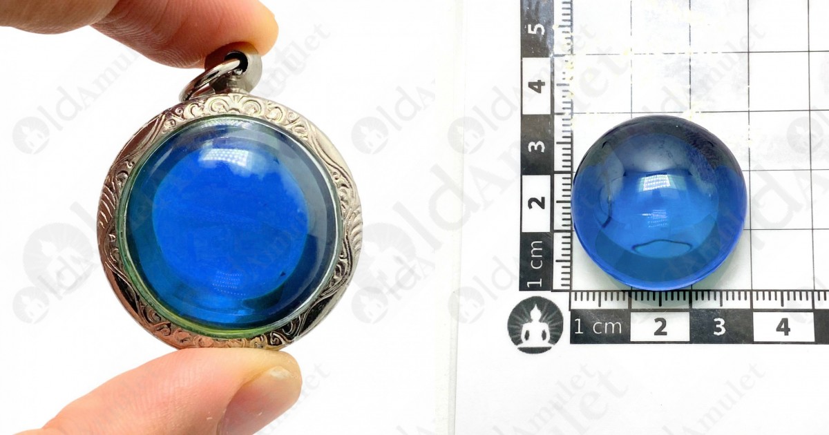 BLUE Round Naga-eye Thai Holy Real Amulet Gemstone 100% Authentic Size-L