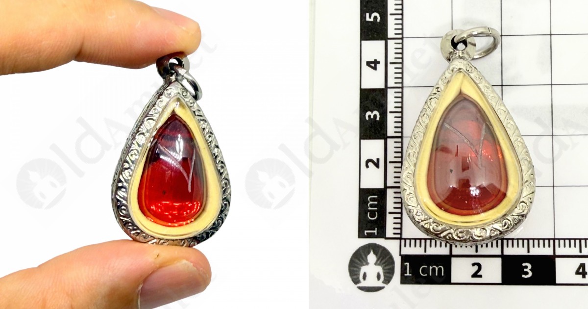 Red Lotus Naga-eye Thai Holy Real Amulet Gemstone 100% Authentic Size-M