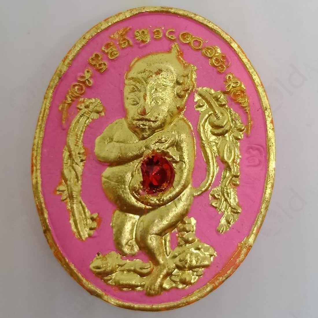 02149-THAI AMULET ER GER FONG GAMBLING LUCKY OVAL 108POWDER MIXED PINK ...